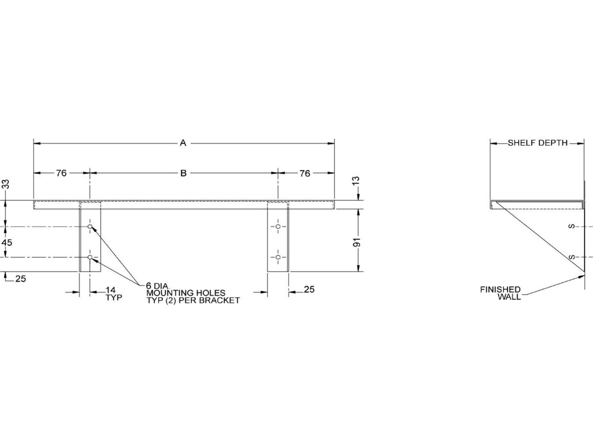Shelf 0692-512 125mm X 305mm from Reece