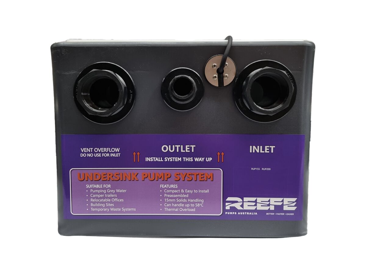 QubeX QUP155 Undersink Lifting System with REEFE RVS155VF Sullage Pump ...