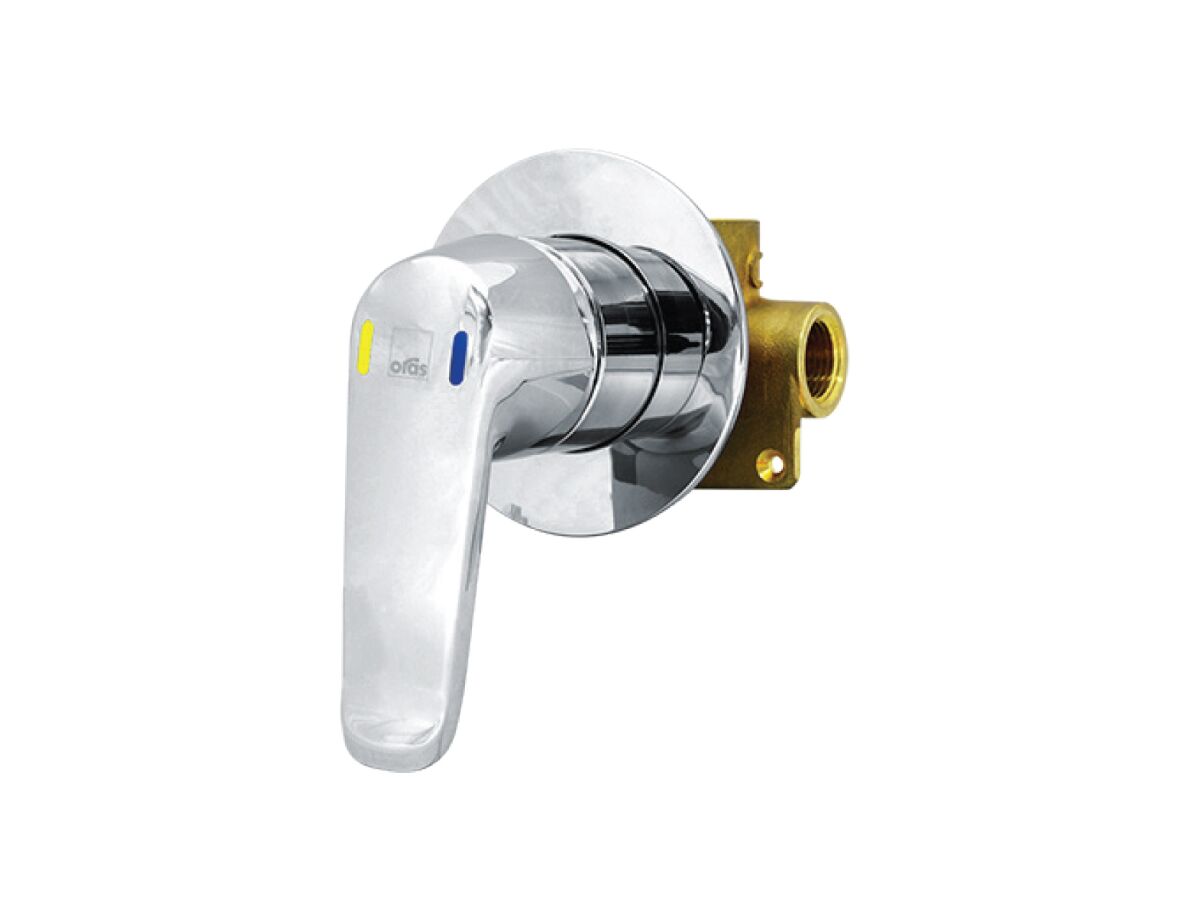 Enware Safira Shower Mixer with Yellow/Blue Indicators from Reece