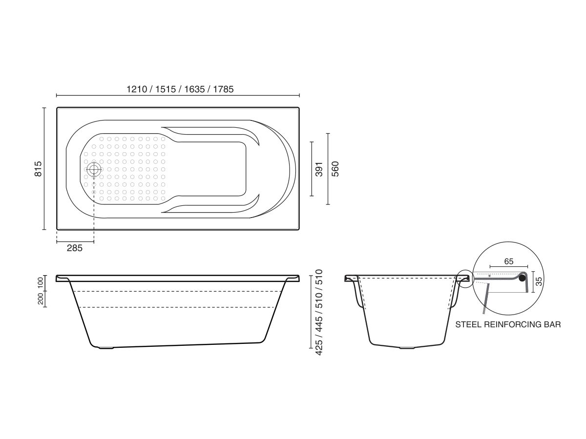 Decina Modena Shower Bath 1800mm White from Reece