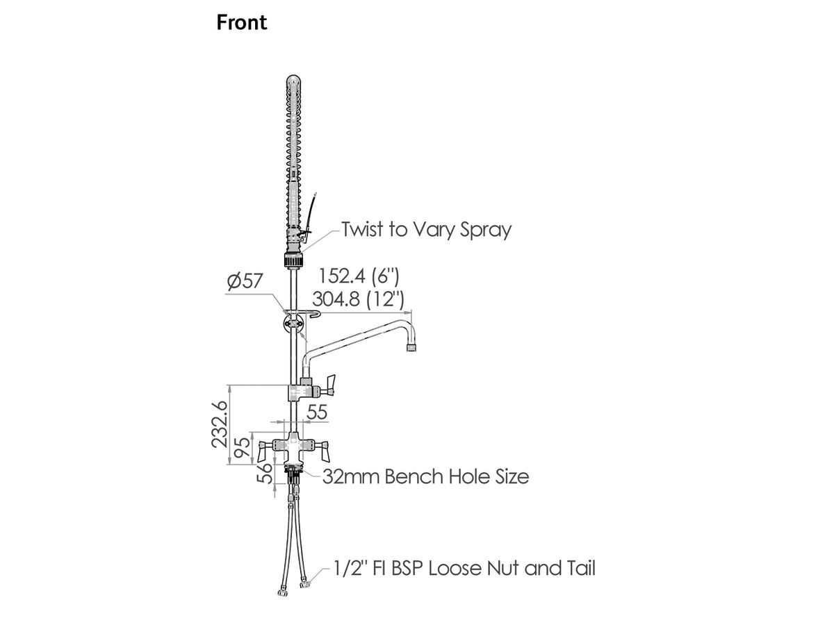 3Monkeez Dual Hob Mount Pre Rinse Unit with 6" Pot Filler Complete ...