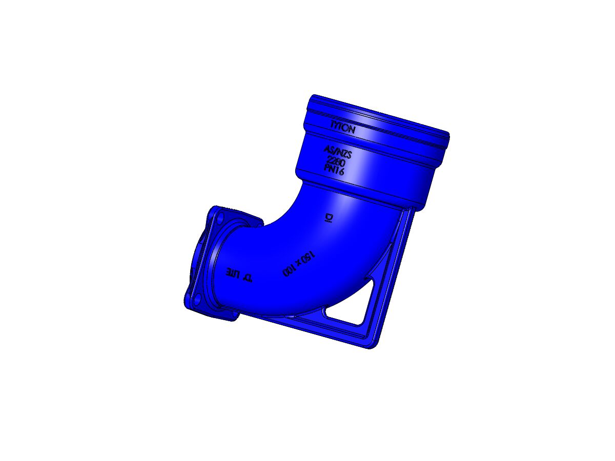 Dimax Wash Out Bend Socket - Flange PN16 150-100mm x 90 Degree from Reece