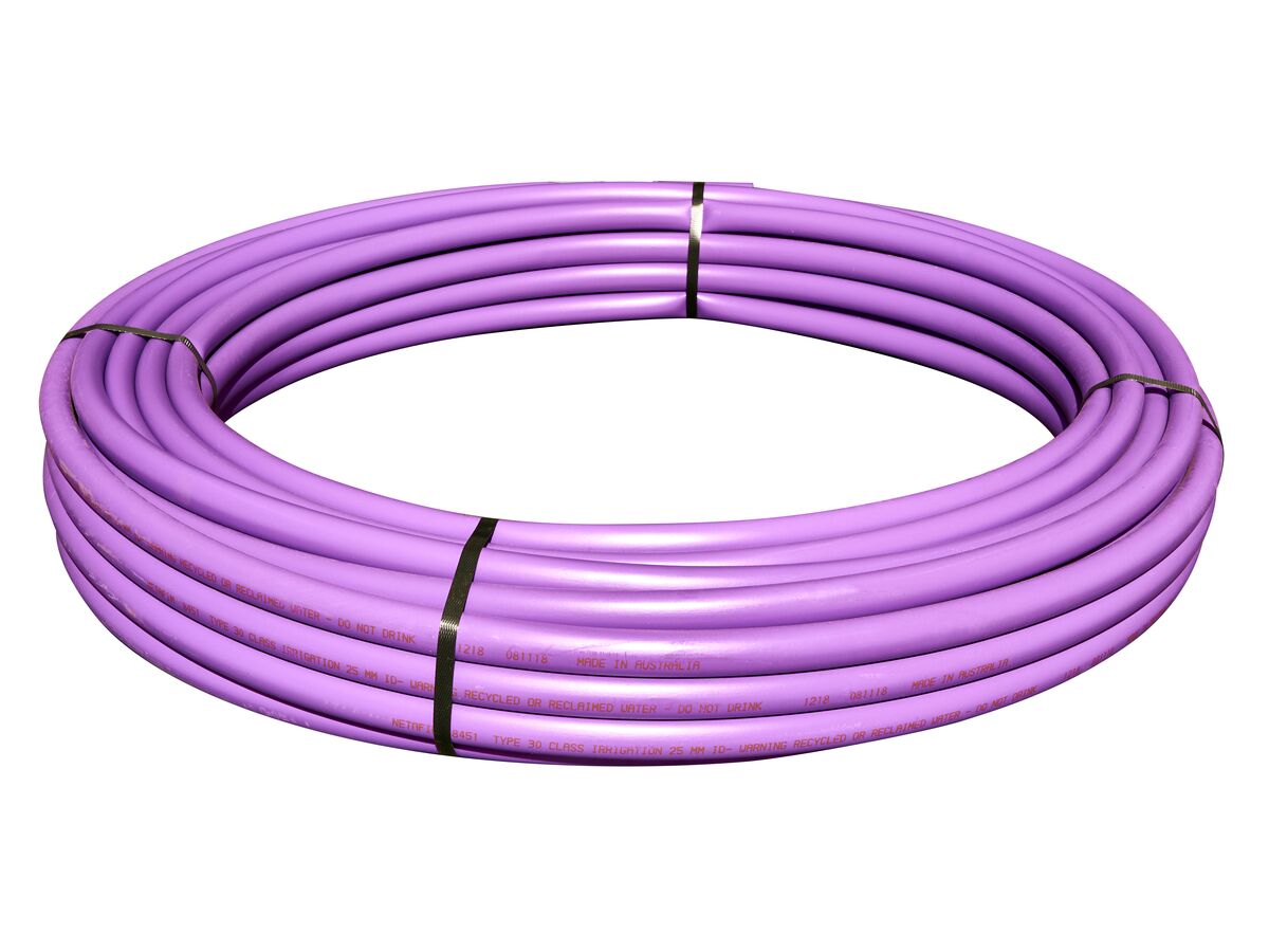 Low Density Poly 25mm x 50M Lilac Solid from Reece