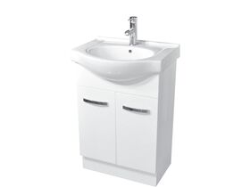 Antonio 600mm Vanity on Kick with 2 Solid Doors and Semi Recessed Basin ...