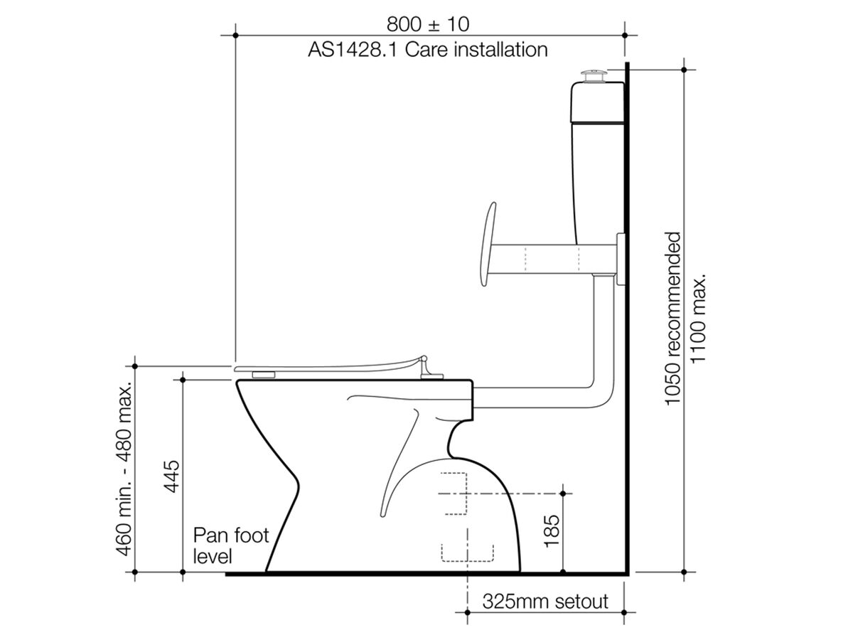 Caroma Cosmo Care S Trap White Toilet Suite & Backrest with Caravelle ...