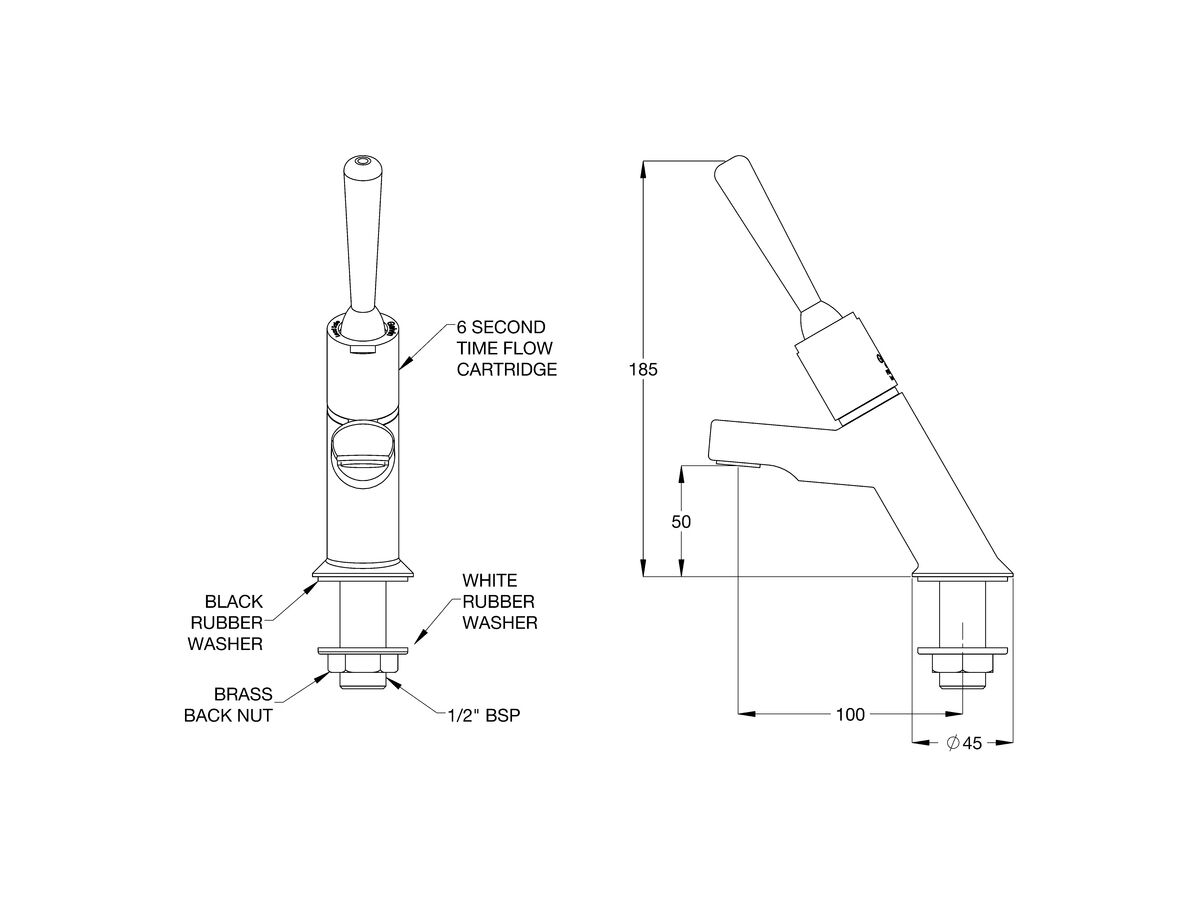Ezy-Lever CP-BS Lead Safe Timeflow Lever Action Vandal Resistant Pillar ...