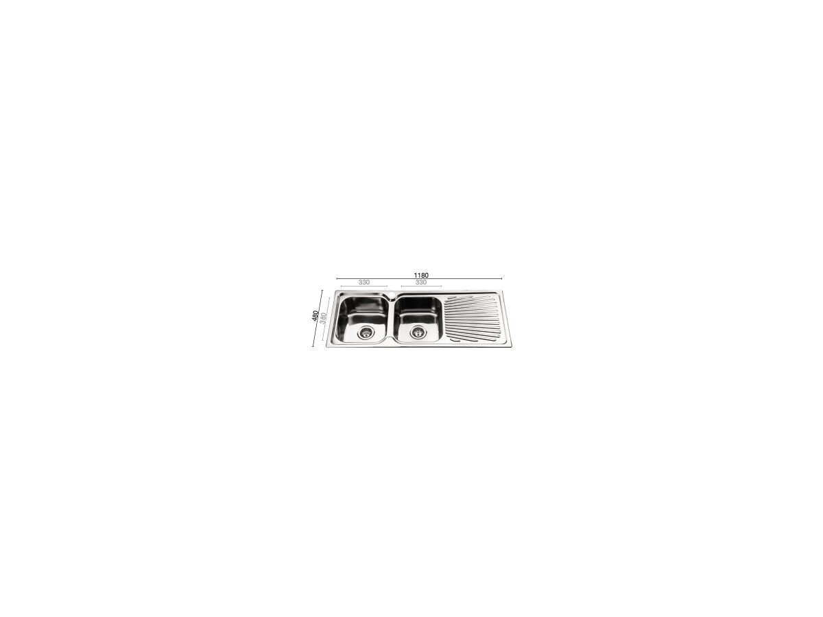 Laser Edge Double Inset Sink 1180 Stainless Steel from Reece