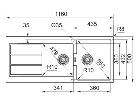 Franke Sirius S2D621CB Tectonite Inset 1& 3/4 Bowl Sink with Drainer ...