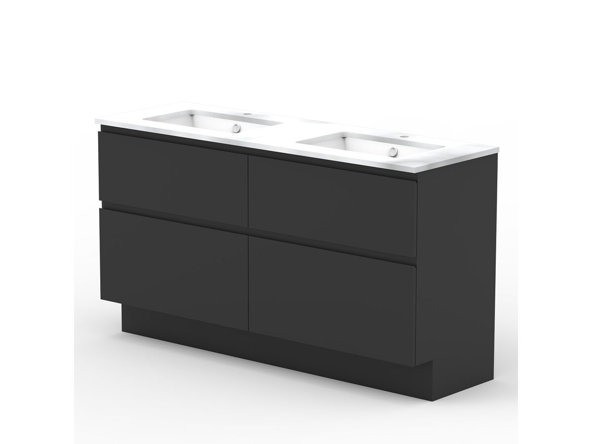 ADP Essence MKII 1500mm Vanity Unit with Kick Double Bowl 4 Drawers (No ...