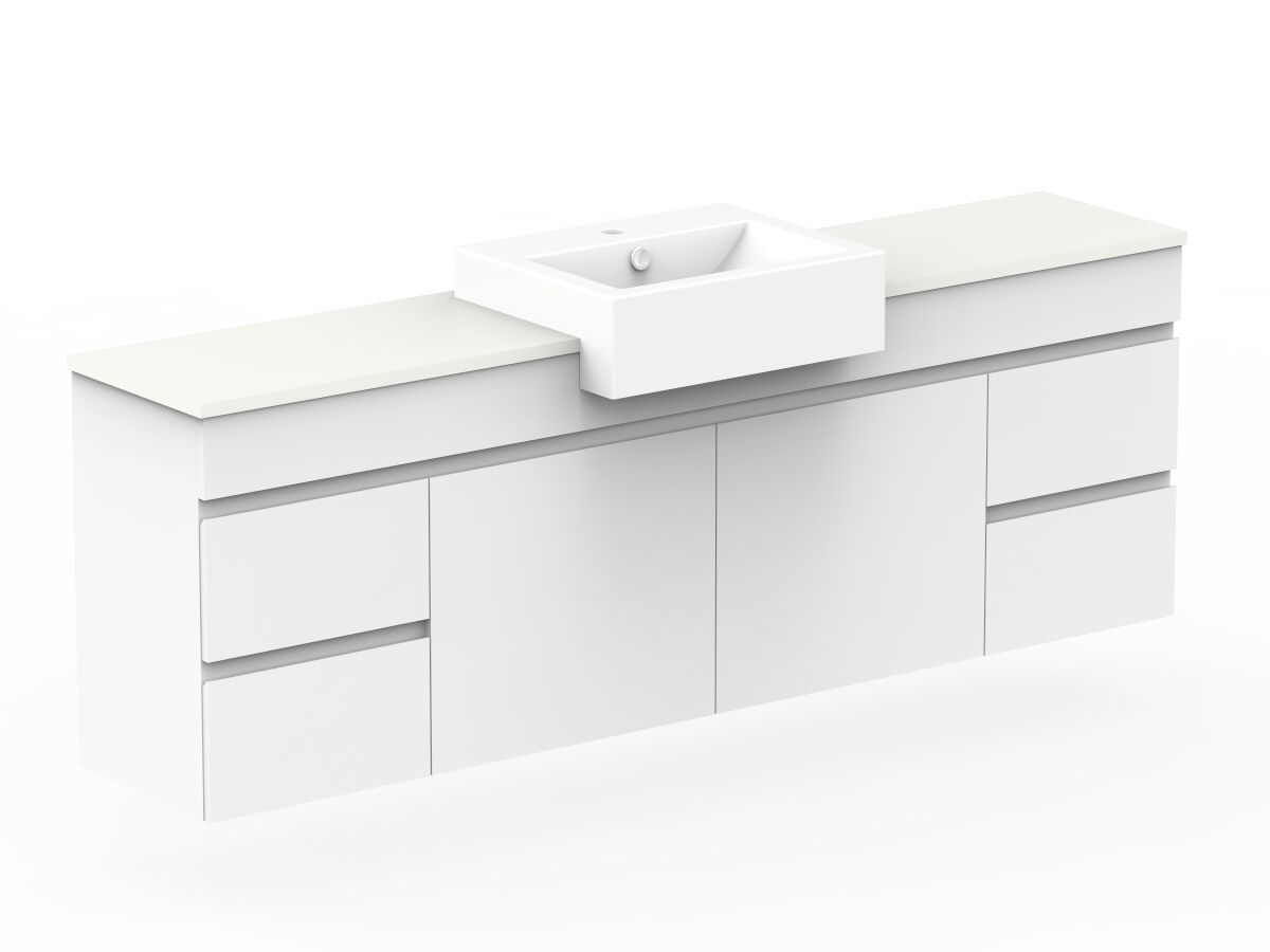 Posh Domaine Plus 1800mm Wall Hung Vanity Unit Semi-Recessed Single ...