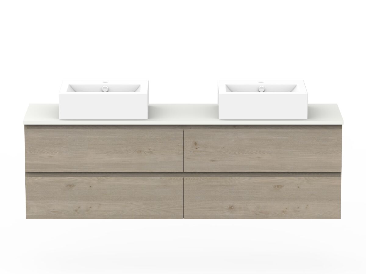 Posh Domaine 1800mm Wall Hung Twin Vanity Unit All-Drawer Double Bowl ...