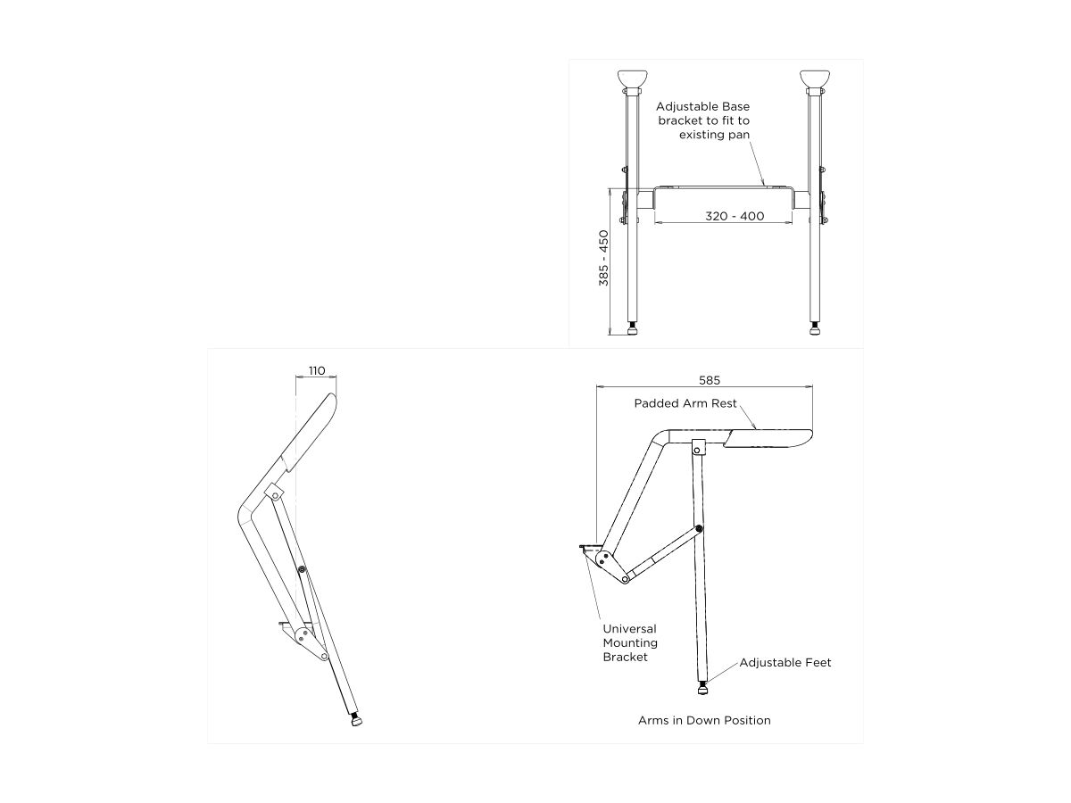 Foldable Care Arm Support System from Reece