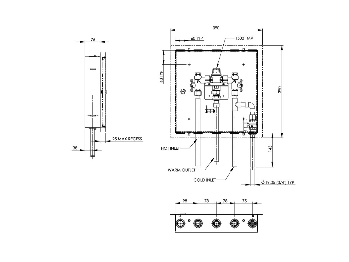 Aquablend 1500 Lockable Stainless Steel 4 Hole with Bypass Hinged Lid ...