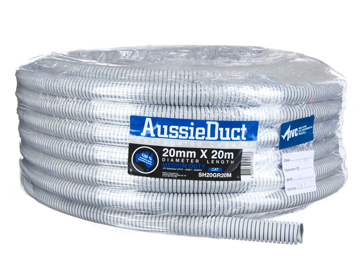 Grey Corrugated Conduit 20mm x 20mtr from Reece