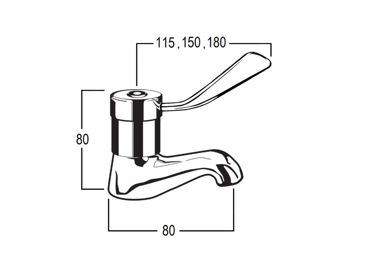 Torrens Flared Lever Pillar Tap 150 (3 Star) from Reece