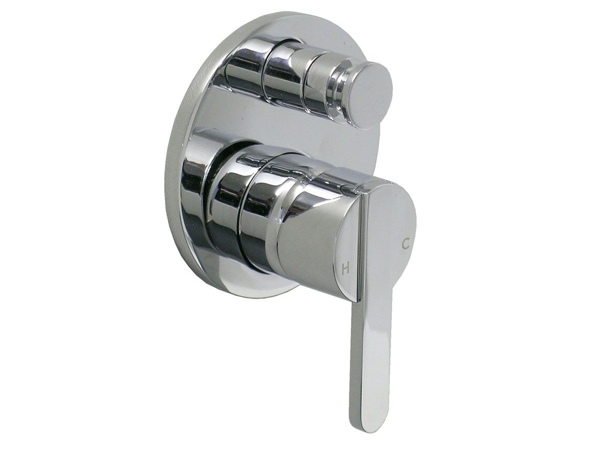 Luka Shower Diverter Mixer Tap with Round Backplate Chrome from Reece