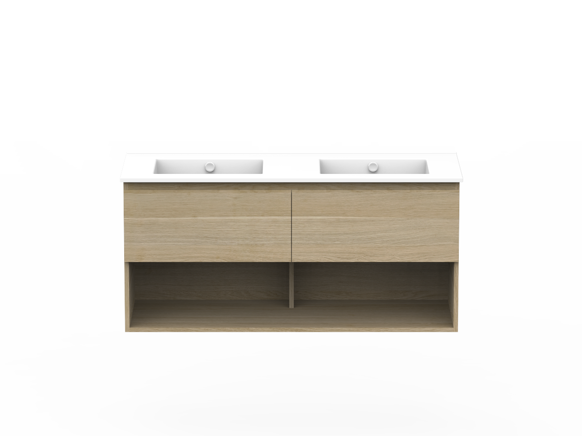 Posh Domaine Plus All Drawer with Shelf 1200mm Wall Hung Vanity Double ...