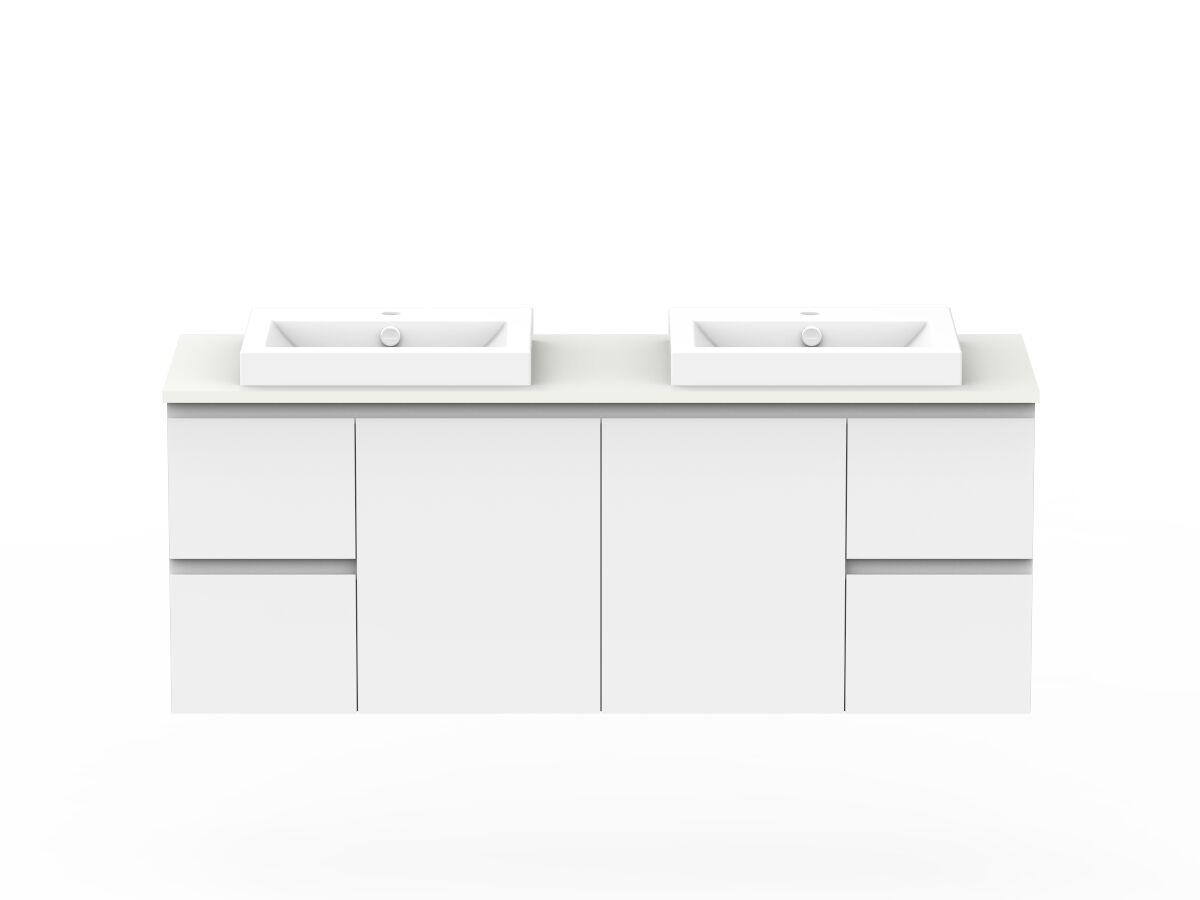 Posh Domaine 1500mm Wall Hung Vanity Unit Conventional Double Bowl Friday Top (No Basin) from Reece
