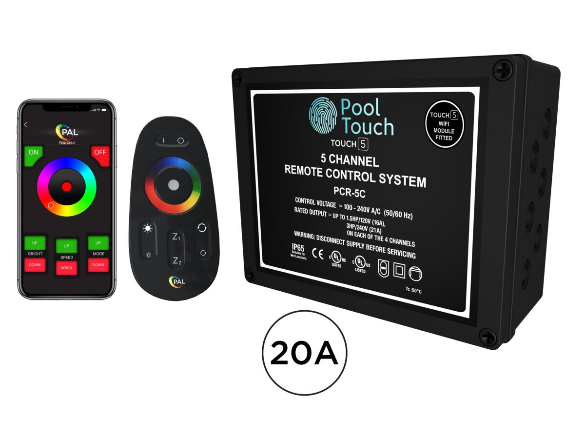 5 Channel Remote Control System with Remote Handset and Wi-Fi - 20 Amp ...