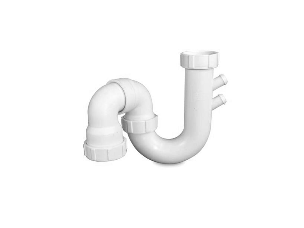 Plastec 50mm PVC Combination S&P Trap with Double 20mm Overflow ...