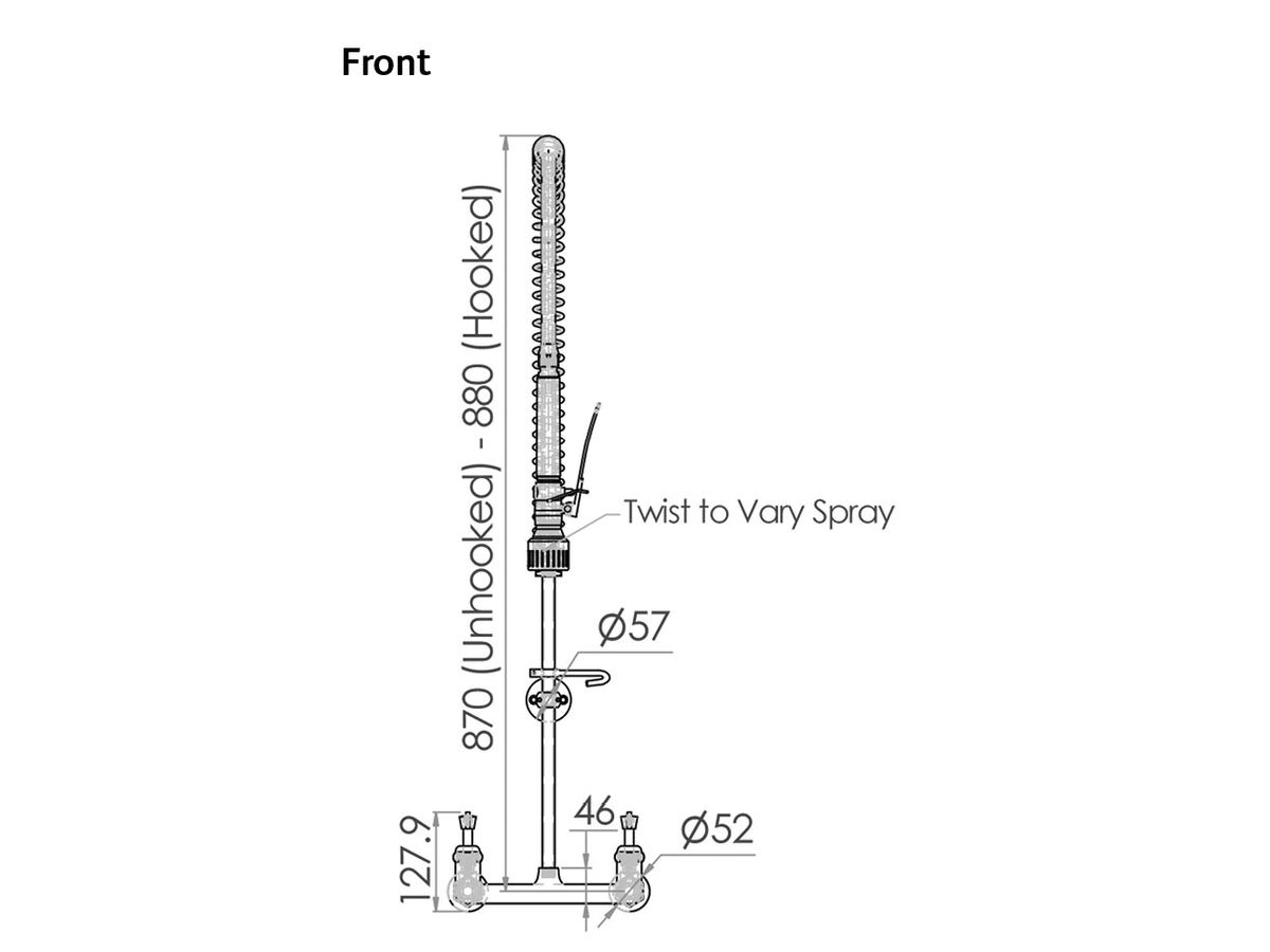 3Monkeez Exposed Breech Wall Mount Pre Rinse Unit with Spreaders ...