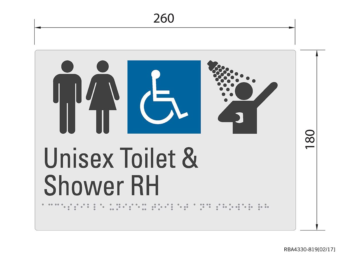 Budget Unisex Access WC Shower Sign Right Handed from Reece