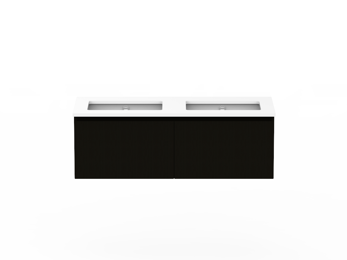 Posh Domaine Plus All Drawer 1200mm Wall Hung Vanity Double Basin 20mm ...