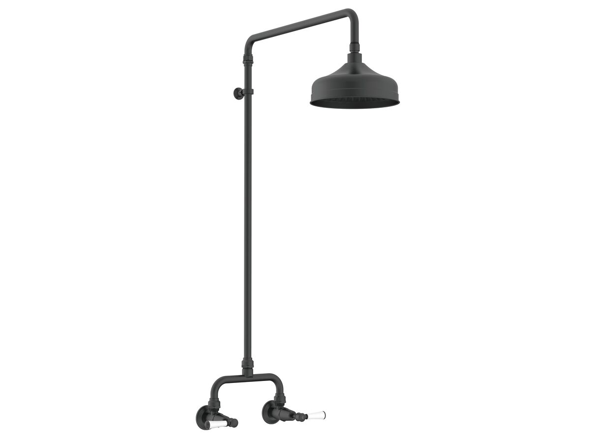 Posh Canterbury Exposed Shower Set Lever Porcelain Handles Matte Black ...