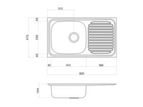 Clark Radiant R100 Single End Bowl Sink No Taphole 820mm from Reece