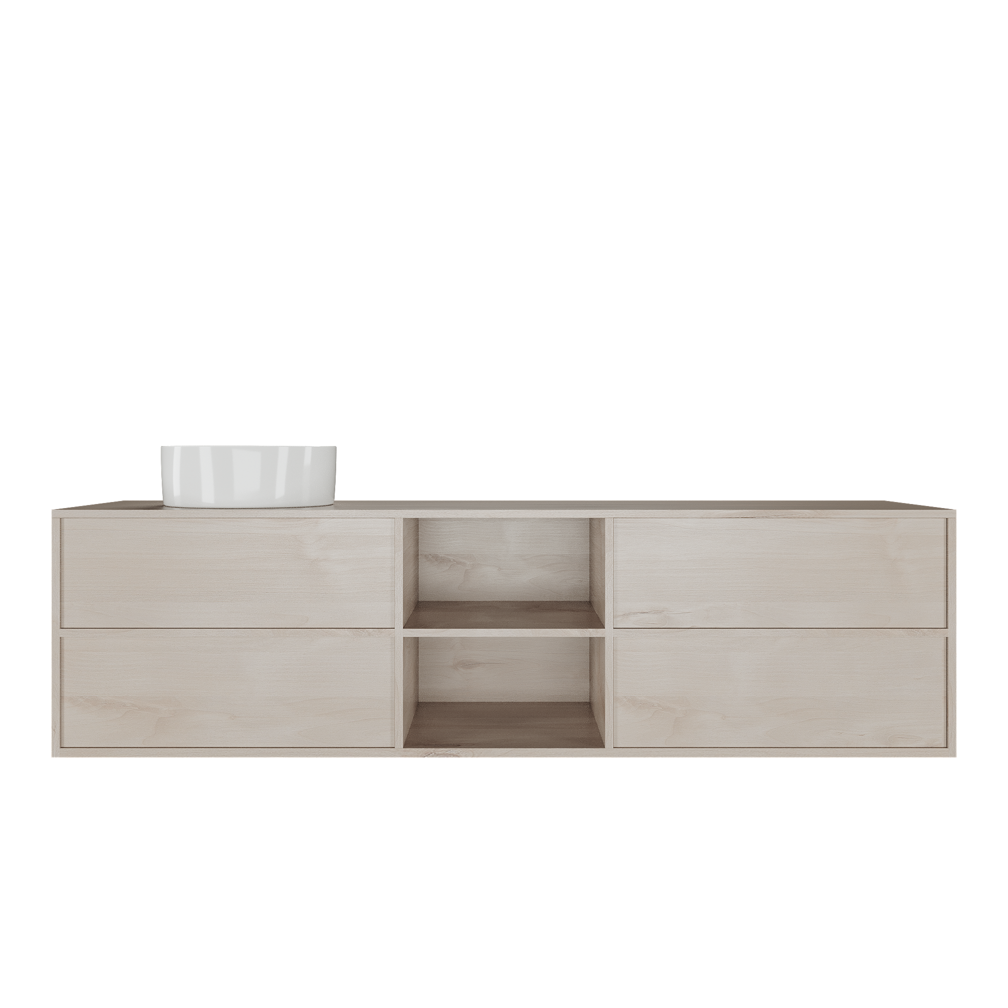 Kado Aspect 1800mm Wall Hung Vanity Unit with Shelf Single Bowl Timber Top