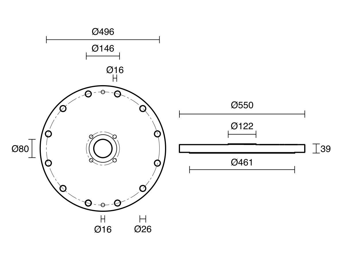 Dimax Mild Steel Offtake Flange PN16 B7 (B5) Fusion Coated DN 375mm x ...