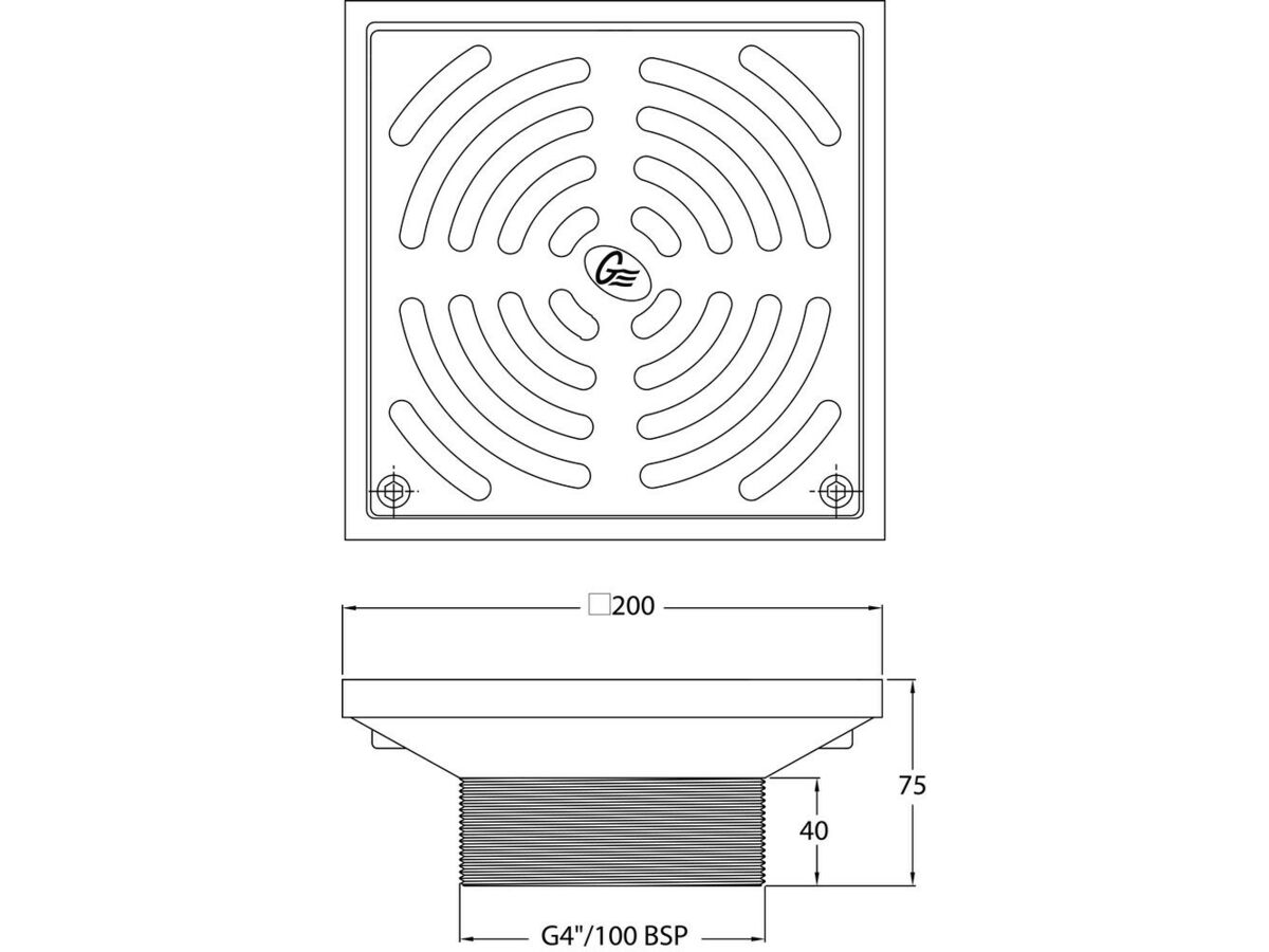 Stainless Steel Floor Drain Grate Assembly Square BSP 200mm x 100mm ...