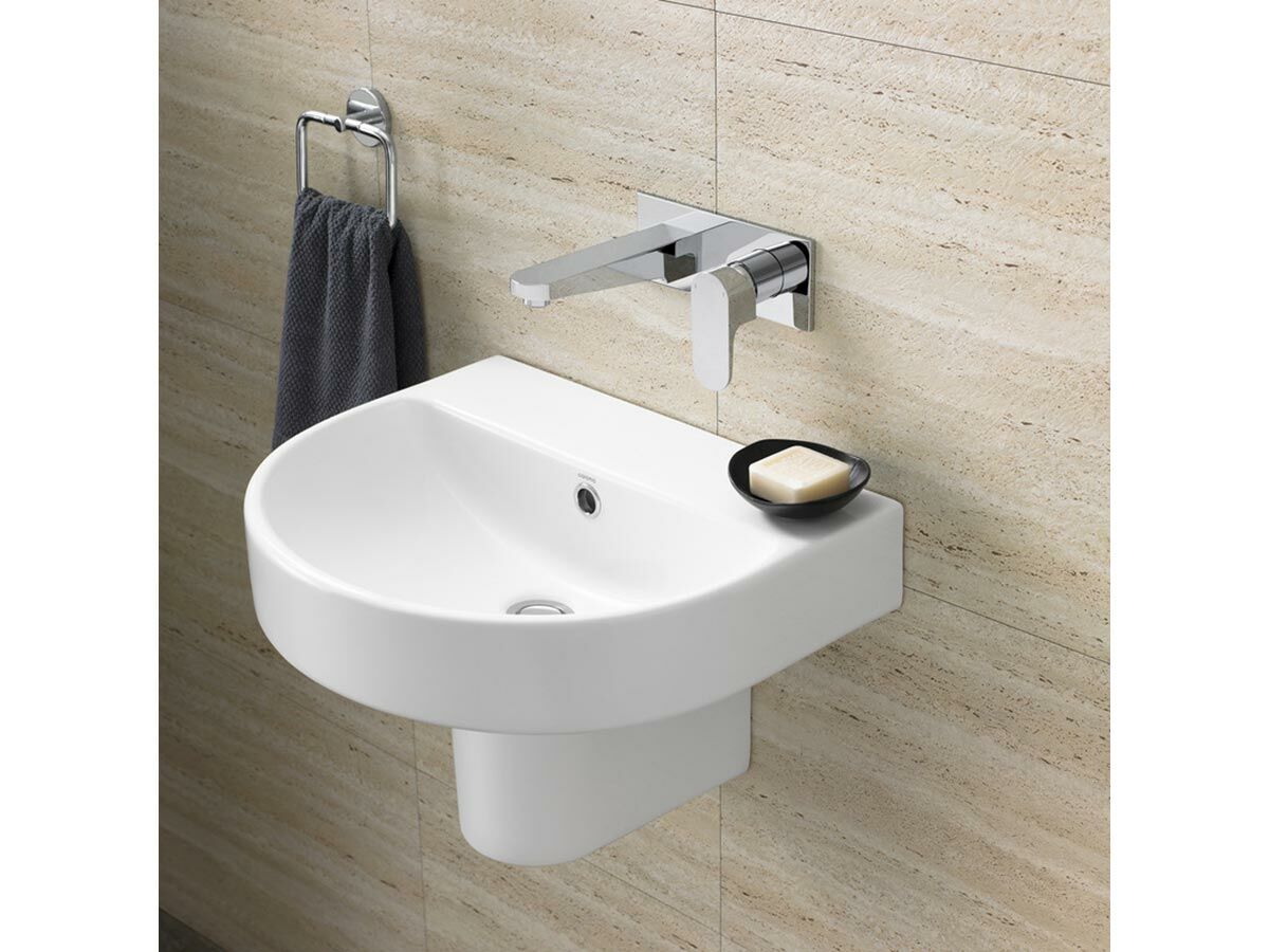 Caroma Cosmique Round Wall Basin with Overflow 1 Taphole White from Reece