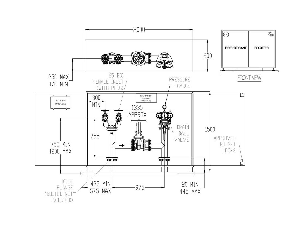 Firemain Booster & Hydrant Set with Cabinet 100mm (WA) from Reece